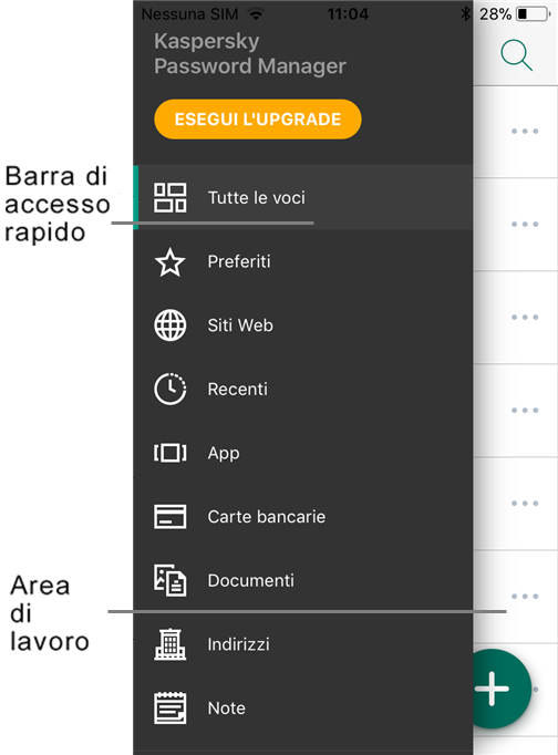Interfaccia dell'app