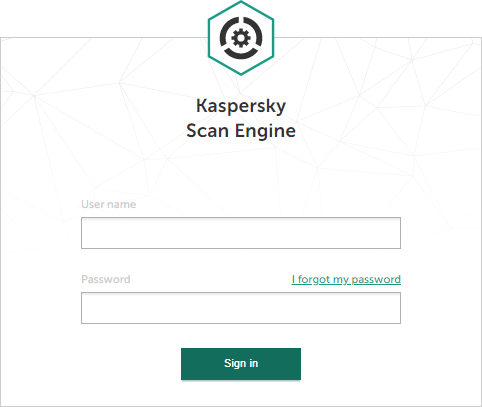 Signing in to Kaspersky Scan Engine