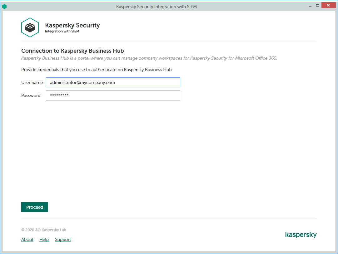 Connecting to Kaspersky Business Hub