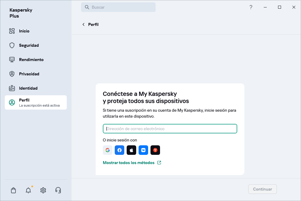 Para administrar la suscripción en su cuenta de My Kaspersky
