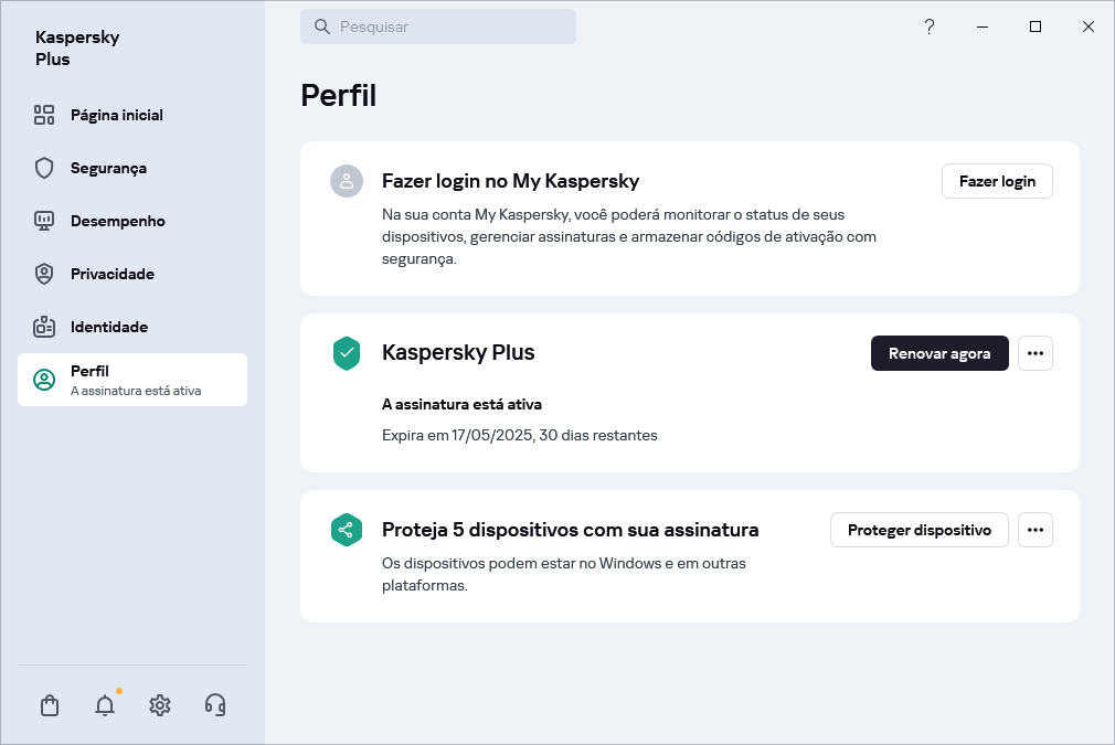 Para gerenciar sua assinatura na conta My Kaspersky