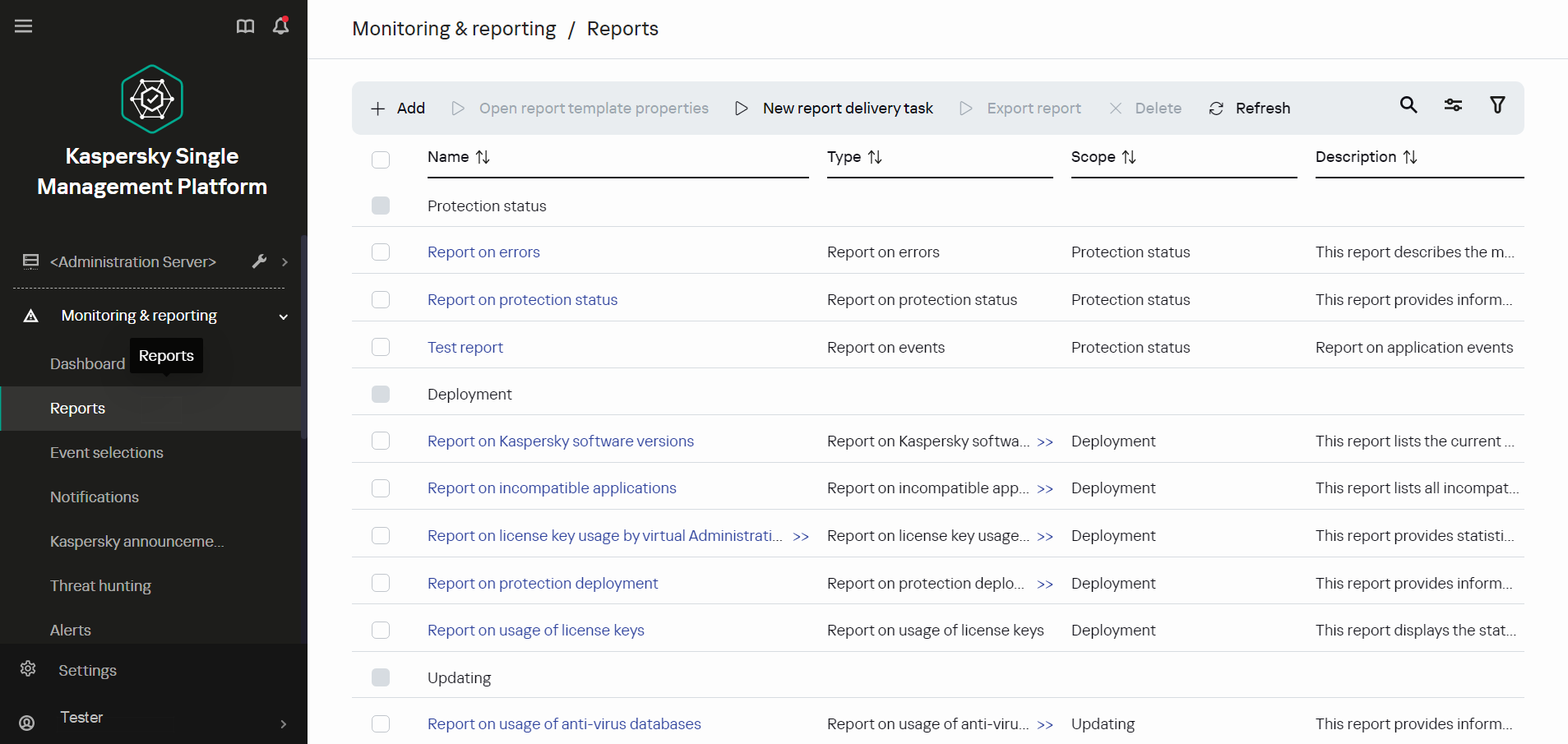Creating a report template