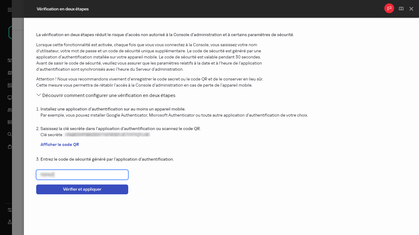 Activation de la vérification en deux étapes pour votre compte