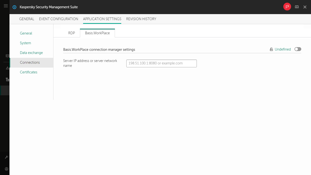 Configuring settings for connecting to a remote desktop managed by Basis.WorkPlace through the ...