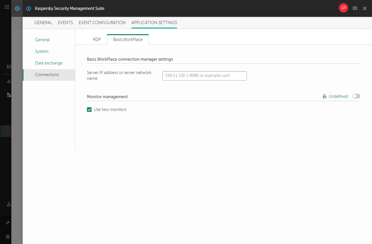 Configuring settings for connecting to a remote desktop managed by ...